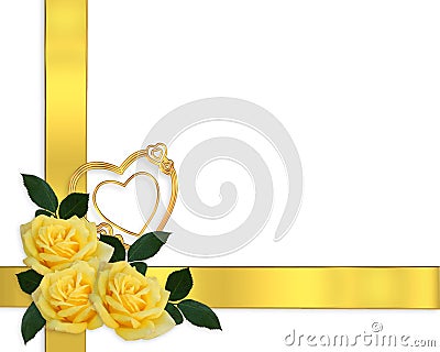 Wedding Invitation Yellow Roses Border Stock Photos - Image: 9511953