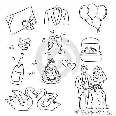 Wedding Sketch Set Royalty Free Stock Photography - Image: 16037647