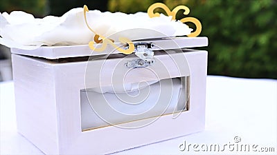 Wedding Wood White Box on Table Stock Video - Video of arum, decorative ...