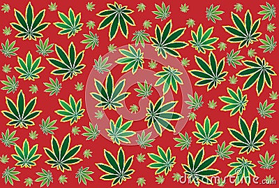 Weed Leaf Pattern In Red Background Stock Vector - Image: 48147129