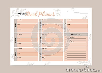 Weekly Menu Meal Planner With Breakfast, Lunch, And Dinner Form ...