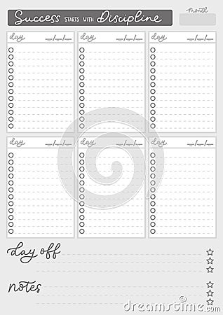 Weekly And Daily Planner Template With Checklist And Lettering Cartoon ...