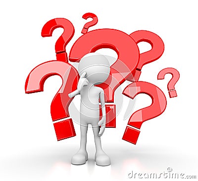 Weißer 3d Mensch - Viele Fragen Lizenzfreie Stockbilder - Bild: 36673489