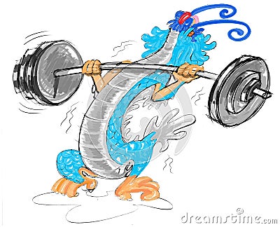 Weight Lifting Dragon Cartoon Stock Photo - Image: 14528620