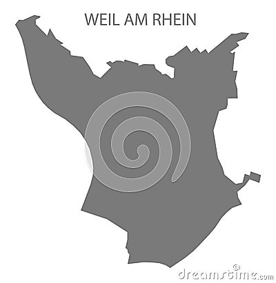 Weil Am Rhein City Map With Boroughs Grey Illustration Silhouette Shape ...