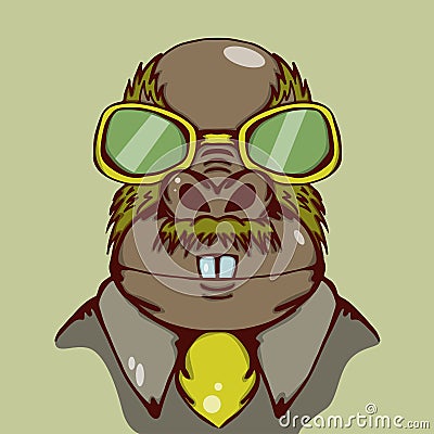 Weird Walrus Illustration With Yellow Glasses And Yellow Tie Stock ...