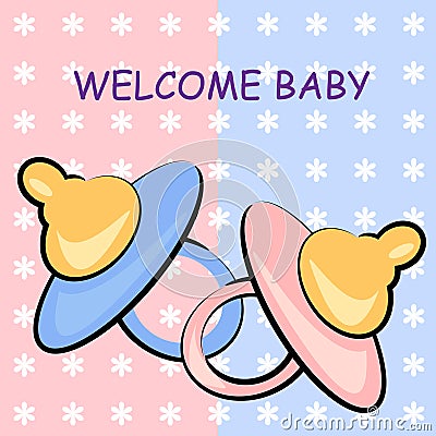 Welcome Baby Card. Birthday Background Cartoon Vector | CartoonDealer ...