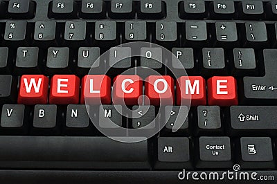 Welcome Red Button On Black Keyboard Royalty Free Stock Images - Image ...