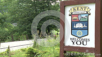 Welcome Sign from the Town of Kent, Connecticut Stock Footage - Video ...