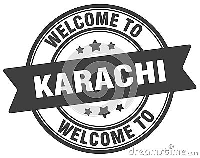 Welcome To Karachi Stamp. Karachi Round Sign Cartoon Vector ...