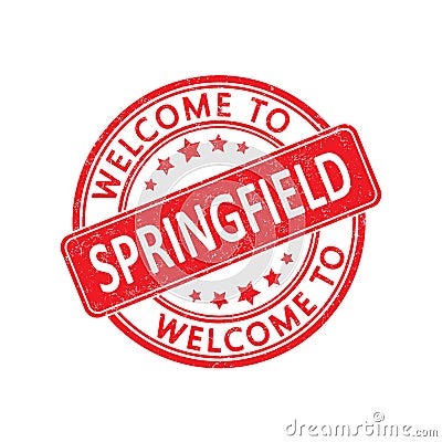 Welcome To SPRINGFIELD. Impression Of A Round Stamp With A Scuff Vector ...