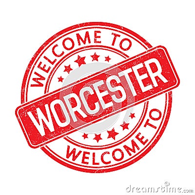 Welcome To WORCESTER . Impression Of A Round Stamp With A Scuff Cartoon ...
