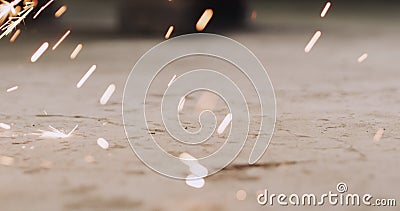 Welding Fire Sparks on the Floor or Ground in an Industrial Welding ...