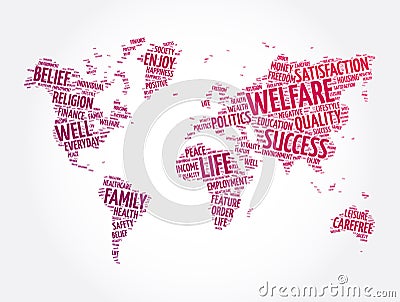 Welfare Word Cloud In Shape Of World Map, Concept Background Royalty ...