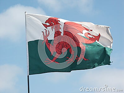 Welsh Flag Flying Royalty Free Stock Photo - Image: 1014235