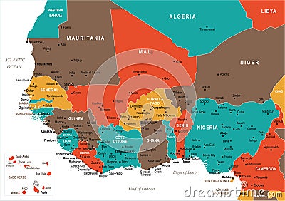 West Africa Map - Vector Illustration Stock Photo | CartoonDealer.com ...