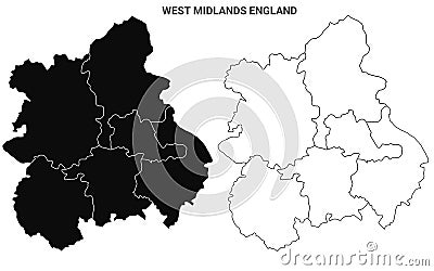 West Midlands England Administrative Map Set - Blank Outline Map ...
