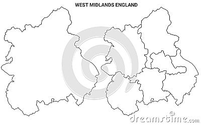 West Midlands England Administrative Map Set - Blank Outline Map Stock ...