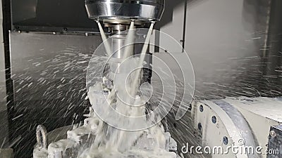 Wet Cnc Milling Process in 5-axis Machine with Large Amount of Coolant ...