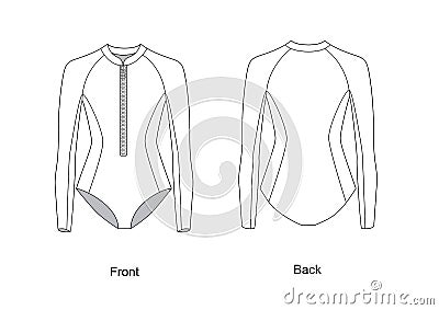 Wetsuit, Vector Art. Bodysuit Template Design. Swimsuit For Surfing ...
