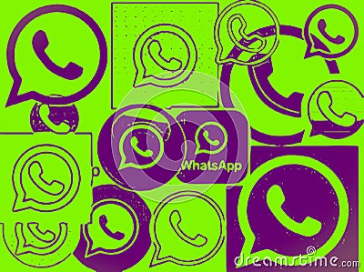 WhatsApp Messenger Logo Icons In Colourful Background Illustration ...