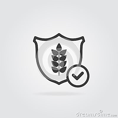 Wheat And Shield Icon. Crop Protection Icon. Shield Line Icon. Vector ...