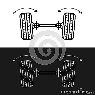 Wheel Alignment Line Icon. Car Suspension Angles Adjustment. Axle ...