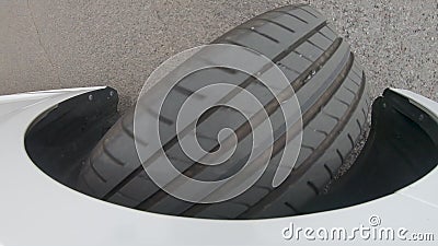 Wheel of a Car Changing Direction on Grass Stock Footage - Video of ...