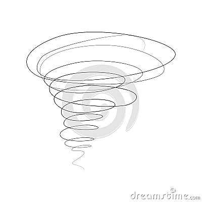 The Whirlpool Is Drawn In One Line. Vortex. Outline Drawing Royalty ...
