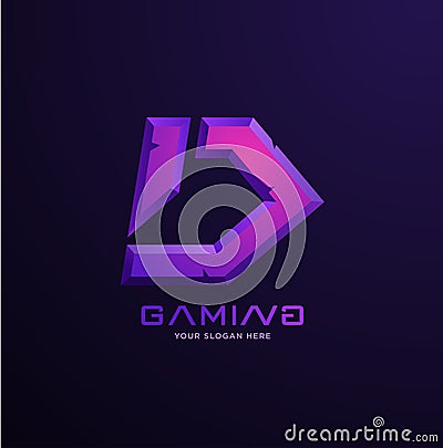 Initial Letter D Gaming Esports Style Logo Template Cartoon Vector ...