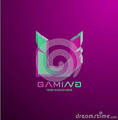 Initial Letter U Gaming Esports Style Logo Template Cartoon Vector ...