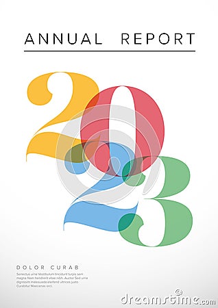 White Annual Report Front Cover Page Template With Big Color Year ...