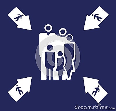 White Assembly Point Sign On Blue Stock Image | CartoonDealer.com #51965893