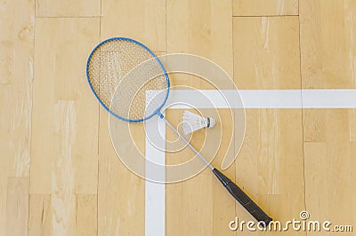 White Badminton Shuttlecock On A Hall Floor At Badminton Courts .Close ...