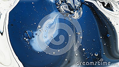 White and Blue Liquid Paint Colliding Creating Abstract Background ...