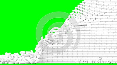 Brick Wall Falling Apart Chroma Key Footage Stock Footage - Video of ...