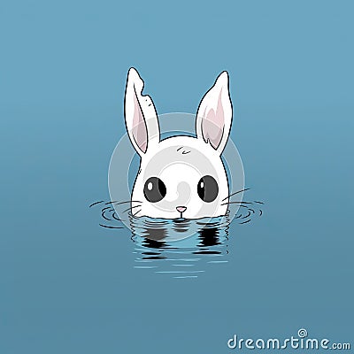 Minimalistic Comic Art: Cute Bunny Floating In Water Hd Wallpaper ...