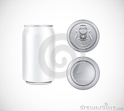 White Can Top, Front, Bottom View. Can Vector Visual 330 Ml. For Beer ...