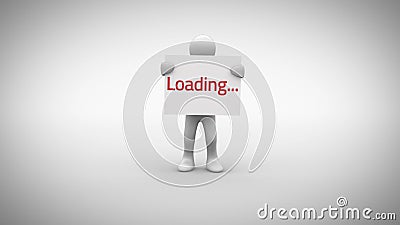 White Character Holding Sign Saying Loading Stock Footage - Video of ...