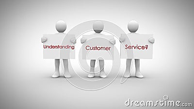 White Characters Showing Signs Saying Understanding Customer Service ...