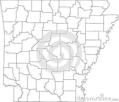 White Counties Blank Map Of Arkansas, USA Vector Illustration ...
