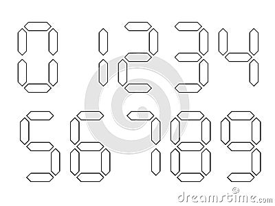 White Digital Numbers With Black Outline. Seven-segment Display Is Used ...
