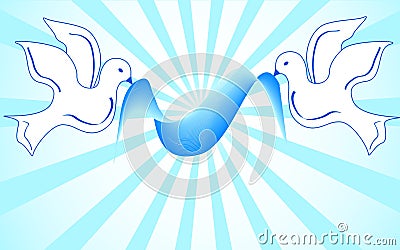 White Doves Holding Blue Ribbon. Vector Stock Image - Image: 10705751
