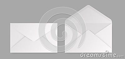 White Envelopes In Different Positions. Realistic Vector Folded And ...
