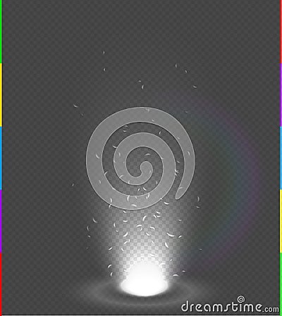 White Glow Rays Night Scene With Sparks On Transparent Background ...