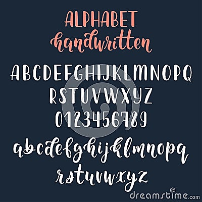 White Handwritten Latin Calligraphy Brush Script With Numbers And ...