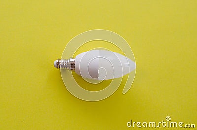 White LED Light Bulb On A Yellow Background Royalty-Free Stock ...