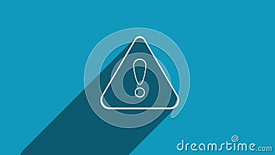 White Line Exclamation Mark in Triangle Icon with Shadow Isolated on ...