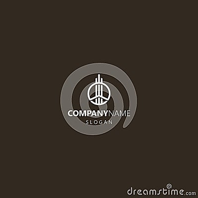 Simple Vector Iconic Logo Of A Linear Design Of A High-rise Building In ...