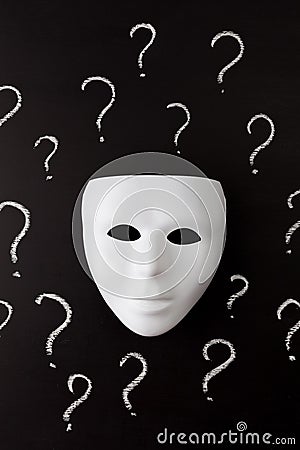 White Mask On Black With Question Marks Vertical Royalty-Free Stock ...